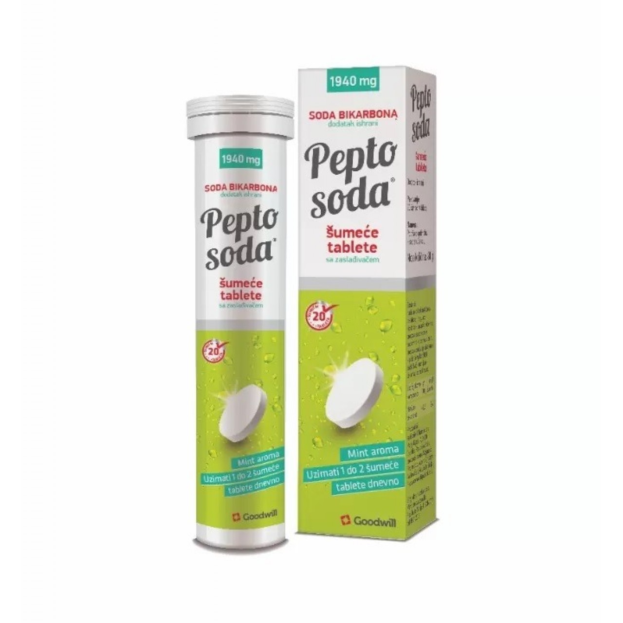 PEPTO SODA ŠUMEĆE TABLETE A20 UKUS MINT | Galen Pharm On-line